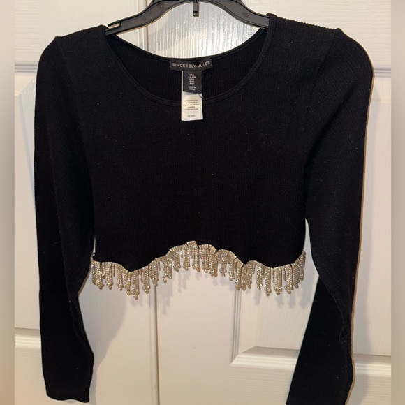 Sincerly Jules | Tops | Top Sexy Hot Black Diamond Rhinestone Dazzling ...